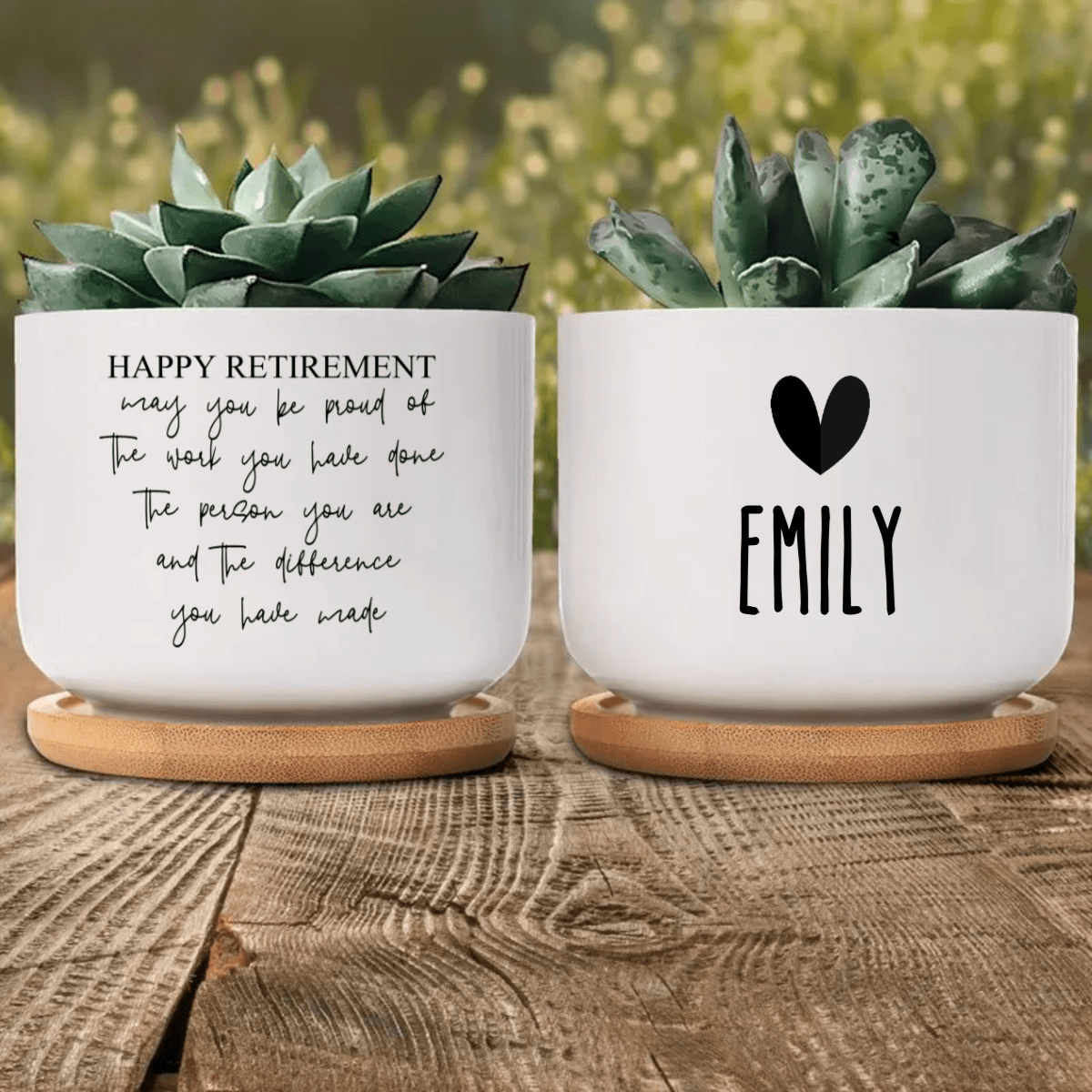 Custom Retirement Gift - Happy Retirement | Ceramic Plant Pot - Person ...